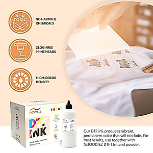 NGOODIEZ DTF Ink White - Premium DTF Refill Ink for Heat Transfer Film Printing for Epson & All Desktop DTF Printers L1800 L805 R1390 5113 XP600 I3200 DX5 DX7 4720, Strong Whiteness (White, 500ml)