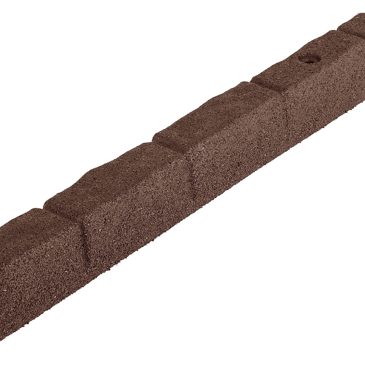 Rubberific 4' Rubber Cobblestone Flexible No Dig Landscape Mulch Border Edging with Anchoring Spikes for Lawns, Gardens, and Flower Beds - 4 Pack (Brown)