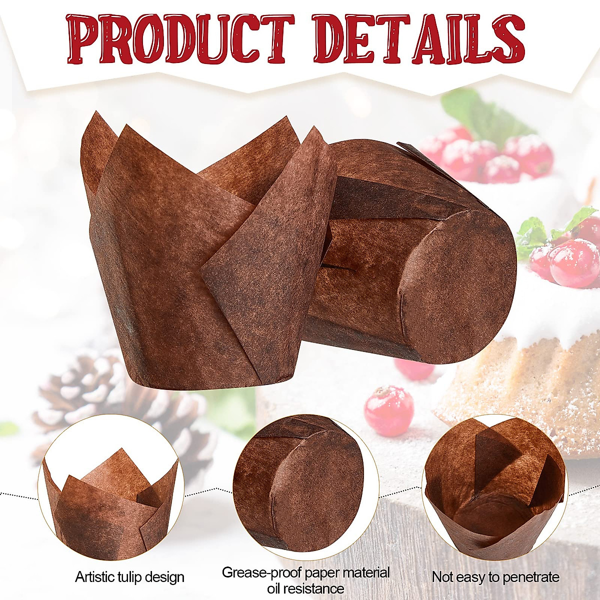 800 Pcs Tulip Cupcake Liners Baking Cups Muffin Baking Cupcake Liners Wrappers Greaseproof Tulip Baking Cups Holders for Party Wedding Birthday Baby Showers (Simple Style)