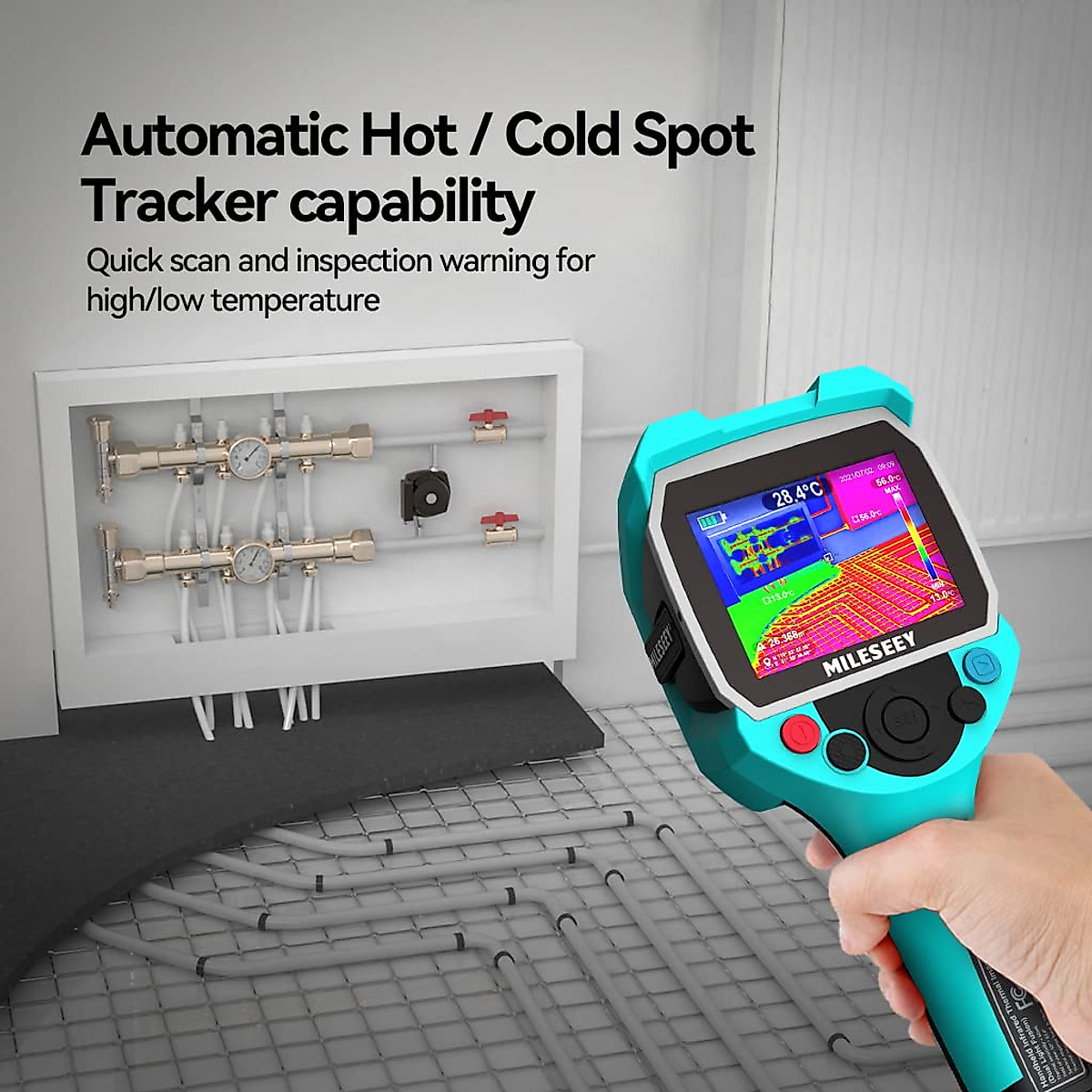 Thermal Imaging Camera, MILESEEY Handheld Dual Camera Infrared Thermal Imager, 3.5 Inch LCD Display IP65 Waterproof Rechargeable 6 Palettes Thermal Camera with Auto Track Cold and Hot Spots Function