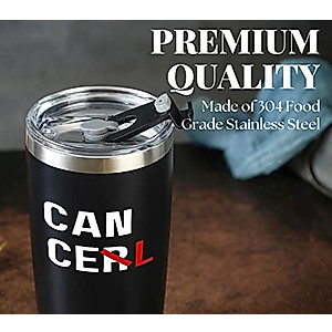 Onebttl Cancer Gifts for Women, Men, 20oz Insulated Mugs With Lid, Surgery Gifts for Friends With Cancer, Chemo Patients - Cancel Cancer