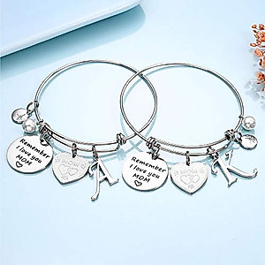 Ursteel Gifts for Mom, Letter C Initial Bracelets Mom Birthday Gifts from Daughters Best Mom Gifts Remember I Love You MOM Charm Bracelets Mothers Day for Mom Birthday Gifts for Mom