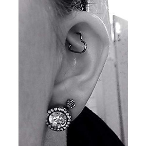 Briana Williams 16G Rook Earrings Stainless Steel Curved Barbell Eyebrow Rings Heart Moon Clicker Daith Piercing Captive Bead Horseshoe Hoop Earring for Cartilage Tragus Helix Piercing Jewelry