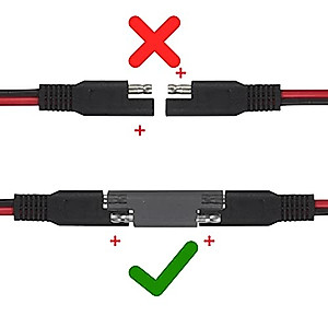 SAE Polarity Reverse Adapter Connector 2 Pin SAE Polarity Switching Adapter SAE Quick Disconnect Plug For SAE To SAE Extension Cable Solar Panel Automotive Battery Maintainer Power Charger (2 pack)