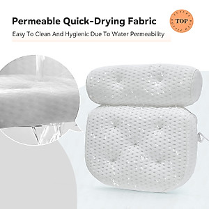 Docilaso Bath Pillow, Quick Dry Bathtub Pillow with 4D Air Mash Technology and 7 Suction Cups for Neck and Back Support, Suitable for All Bathtub, Hot Tub, Jacuzzi and Home Spa
