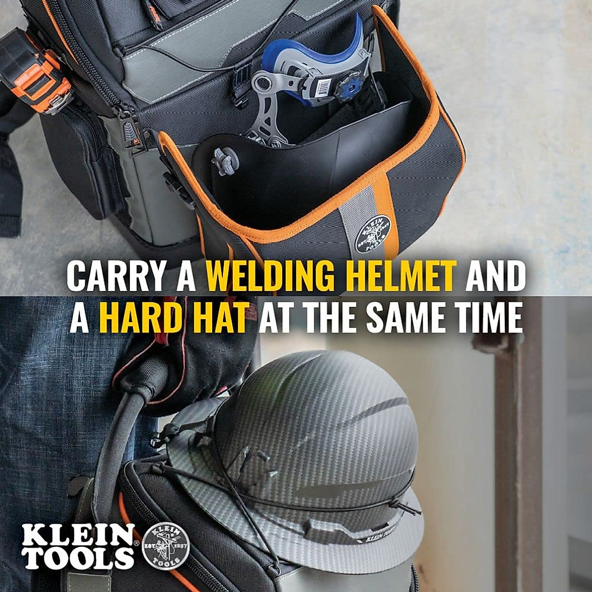 Ironworker and Welder Backpack, Fire Resistant Exterior, 27 Pockets, Hold Welding Helmet, Hard Hat, 36-Inch Connecting Bar