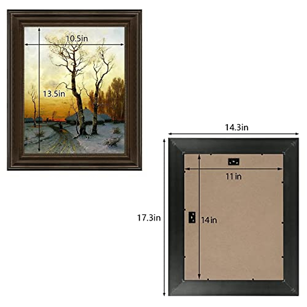 Space Art Deco, 11x14 Ornate Picture Frame Without Mat for 11x14 Photo,Shatter-Resistant Glass Sawtooth Hangers Wall Mount Display(Color Brown)