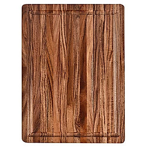 Acacia Wood Cutting Board with Juice Grooves(16" x 12")- Wooden Chopping Board for Meat, Vegetables, Fruit & Cheese