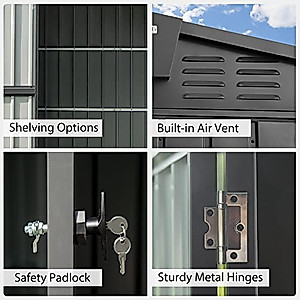 Domi Outdoor Storage Shed 8.2'x 6.2', Metal Garden Shed for Bike, Trash Can, Tools, Lawn Mowers, Pool Toys, Galvanized Steel Outdoor Storage Cabinet with Lockable Door for Backyard, Patio, Lawn