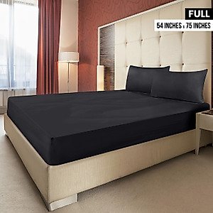 Utopia Bedding Fitted Sheet - Pack of 2 Bottom Sheets - Soft Brushed Microfiber - Deep Pockets, Shrinkage & Fade Resistant - Easy Care (Full, Black)