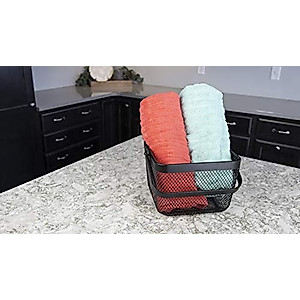 Nifty Solutions Small Mesh Basket with Folding Handles – Modern Metal Black Design, Rectangular Steel Construction, Home Storage Bin, Shelf, Cabinet & Closet Organizer, (7740SB-BLK)