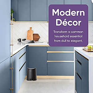 Superio Mini Plastic Bathroom Trash Can with Lid 3 Liter Black Modern Curved Step On Trash Can with Foot Pedal, Mini Kitchen Waste Bin, Durable and Soft Close for Bedroom, Office, Under Desk