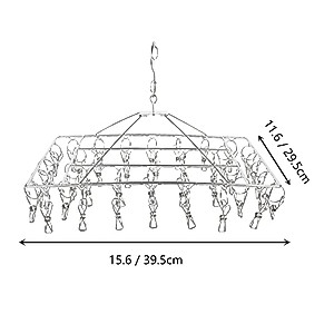 LIFKOME Socks Clip Hanger Socks Clip Hanger Clothes, 40 Clips Stainless Steel Laundry, Swivel Hook Windproof Clothes Hanger Rack, Clothes Hangers for Drying Towels Underwear Bras Socks