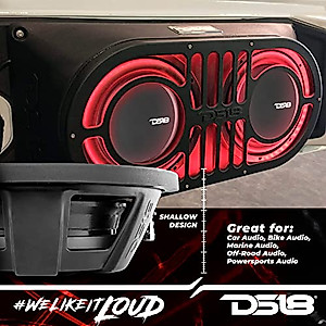 DS18 PSW10.4D 10" Shallow Mount Subwoofer 1000 Watts Max Power 500 Watts RMS Dual Voice Coil 4+4 OHMS Water Resistant - Best Sub for Tight Spaces in Car & Trucks - 1 Speaker