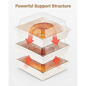 Kootek 50 Pack Paper Charcuterie Boxes with Clear Lids, 5.7 Inches Disposable Individual Food Containers Dessert Bakery Box for Sandwich, Slice Cake, Cookies, Hot Cocoa Bombs, Strawberries