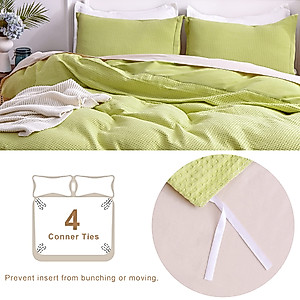 MADELUO 100% Cotton Duvet Cover, Waffle Weave Warm White Duvet Cover Set, Soft Breathable Luxury Comforter Cover Bedding Set with 4 Corner Ties & Zipper Closure