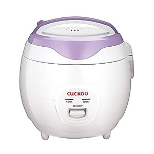 Cuckoo CR-0671V 6 Cup Basic Electric Rice Cooker and Warmer, Nonstick Inner Pot, White/Purple
