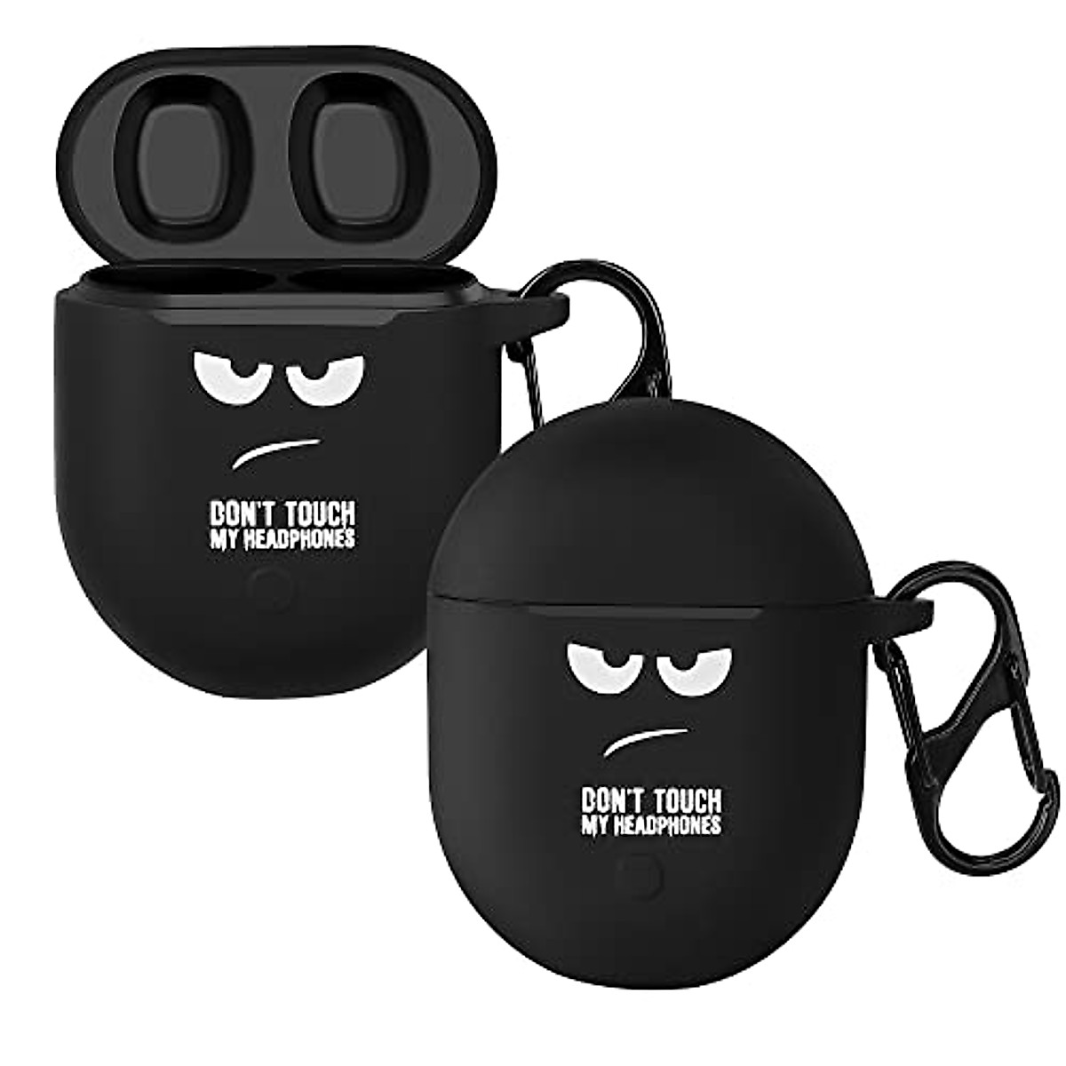 kwmobile Silicone Case Compatible with Xiaomi Redmi Airdots 3 Pro/Buds 3 Pro - Case Soft Cover - Don't Touch My Headphones White/Black/Black