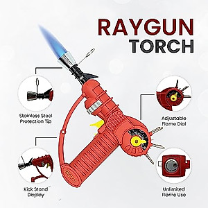 THiCket Raygun Torch Lighter, with Adjustable Flame and Safety Lock (Red)