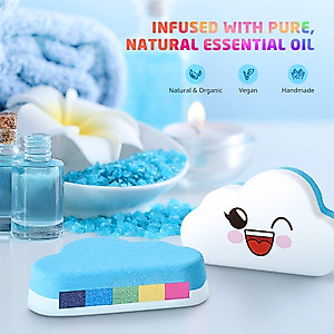 Rainbow Bath Bombs 2Pcs Gift Set, Ribivaul Handmade Bath Bombs with Natural Ingredients and Dreamy Rainbow, Bath Bomb with Rich Bubble, Great Gift for Birthday, Halloween, Thanksgiving, Christmas