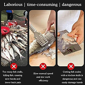 RJSQAQE Electric Fish Scaler,125W Powerful Cordless Fish Scaler Scale Scraper Remover Cleaner Skinner Kit,Built-in 3000mAh Battery USB Rechargeable Fish Cleaning Tools