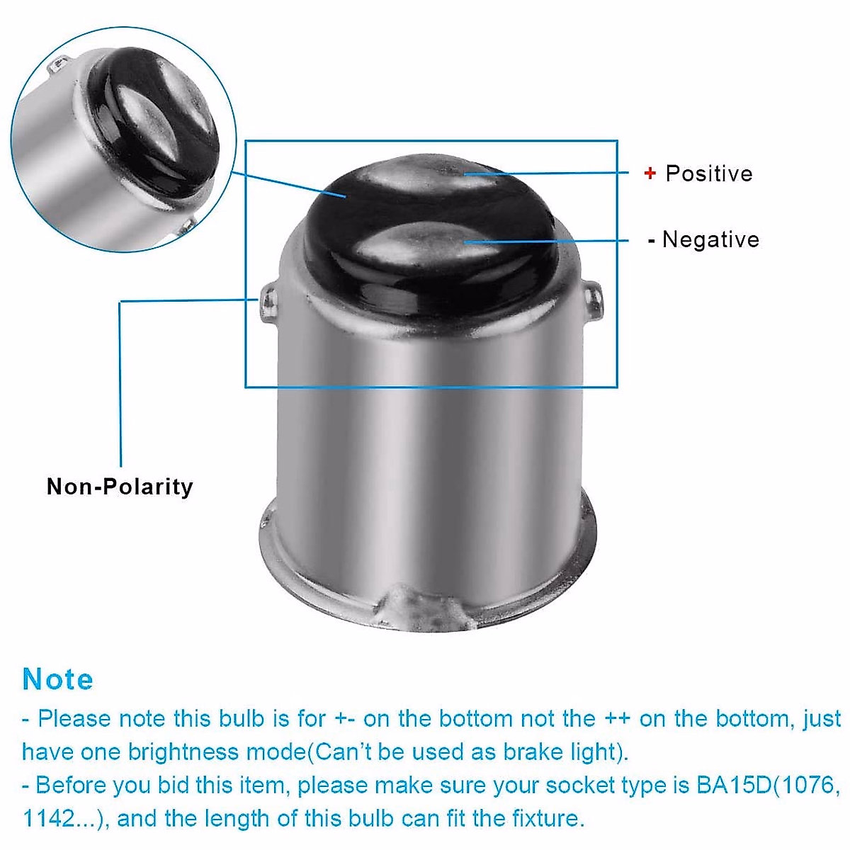 HRYSPN 5W Ba15d LED Light Bulb 12V 24V Daylight White 6000K 35W Equivalent, Double Connect SBC Bayonet LED Replacement Lamp for Interior RV Camper Lighting (Pack of 2)