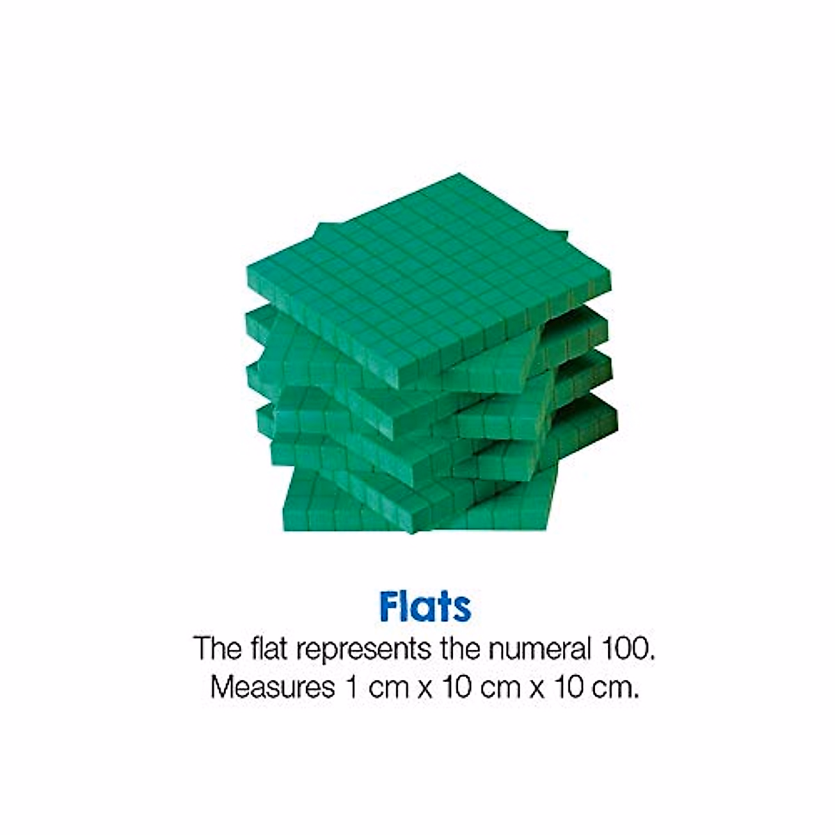 hand2mind Green Foam Base Ten Blocks Flats Set, Place Value Blocks, Counting Cubes for Kids Math, Base Ten Blocks Classroom Set, Math Blocks Kindergarten, Base 10 Math Manipulatives (Set of 10)