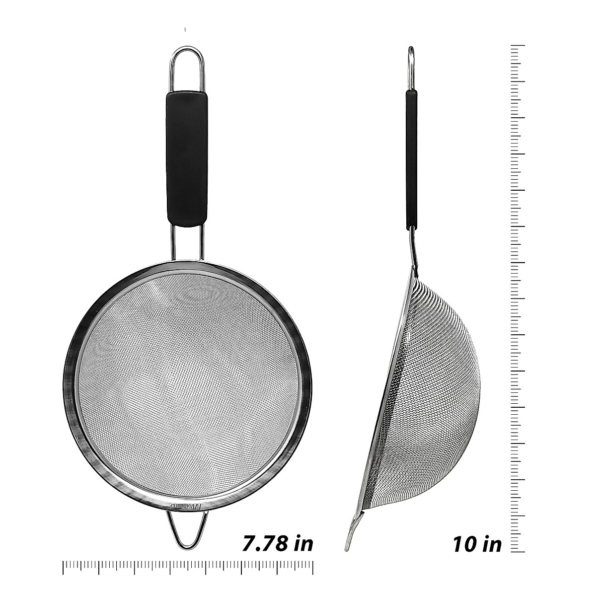 Makerstep 8 Inch Large Mesh Strainer, Stainless Steel, Mesh Sieve with Insulated Handle, Sifter for Rice, Quinoa, Coffee and Tea