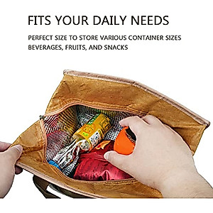 IAOVENN Insulated Tyvek paper lunch bag, reusable brown paper bag, Leakproof, durable snack bags for women and men Lunch Box