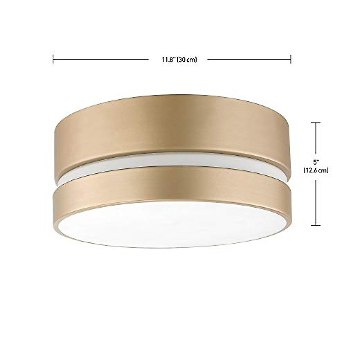 Globe Electric 60754 2-Light Flush Mount Ceiling Light, Soft Gold, Inner Frosted Shade, Ceiling Light Fixture, Light Fixtures Ceiling Mount, Bedroom Lights for Ceiling, Dining Light Fixture