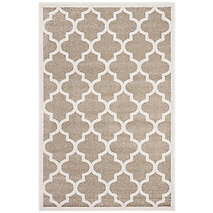 SAFAVIEH Amherst Collection Area Rug - 5'3" x 8', Wheat & Beige, Moroccan Trellis Design, Non-Shedding & Easy Care, Ideal for High Traffic Areas in Living Room, Bedroom (AMT420S)