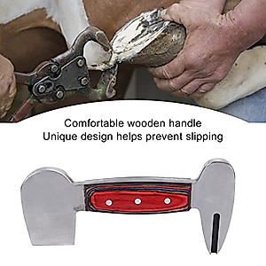 plplaaoo 6.7in Hoof Knife Sharpener, Double Sided Blade Farrier, Hoof Knife with Wooden Handle, Horse Shoe Knife Right Handed, Horses Hoof Trimming Tools for Horses Hoof Repairment, Tool Steel