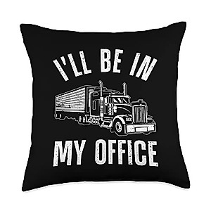 Truck Driver Gift For Trucker Accessories & Stuff Cool Trucker for Men Dad Semi Driver Mechanic Trucking Throw Pillow, 18x18, Multicolor