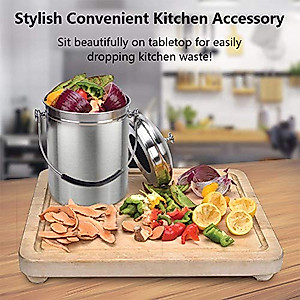 Compost Bin Countertop, Composter Bucket with Lid Abakoo 1.6 Gallon Stainless Steel Kitchen Waste Pail Plus 4pcs Bonus Charcoal Filters Clean & Odor Free