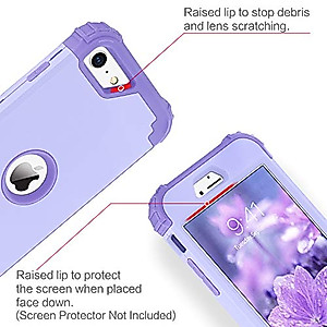 BENTOBEN iPhone SE 2022 Phone Case, iPhone SE 2020 Case, Heavy Duty 3 in 1 Full Body Rugged Shockproof Hybrid Hard PC Soft Rubber Bumper Drop Protective Girls Women 4.7 SE Cover, Light Purple/Lavender