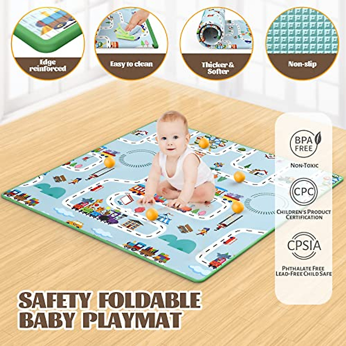 VANCLE Baby Playpen with Mat, Playpen for Babies and Toddlers, Large Baby Fence Play Area Baby Play Yards Play Pens for Kids Indoor & Outdoor Activity Center (50"x50", Gray)