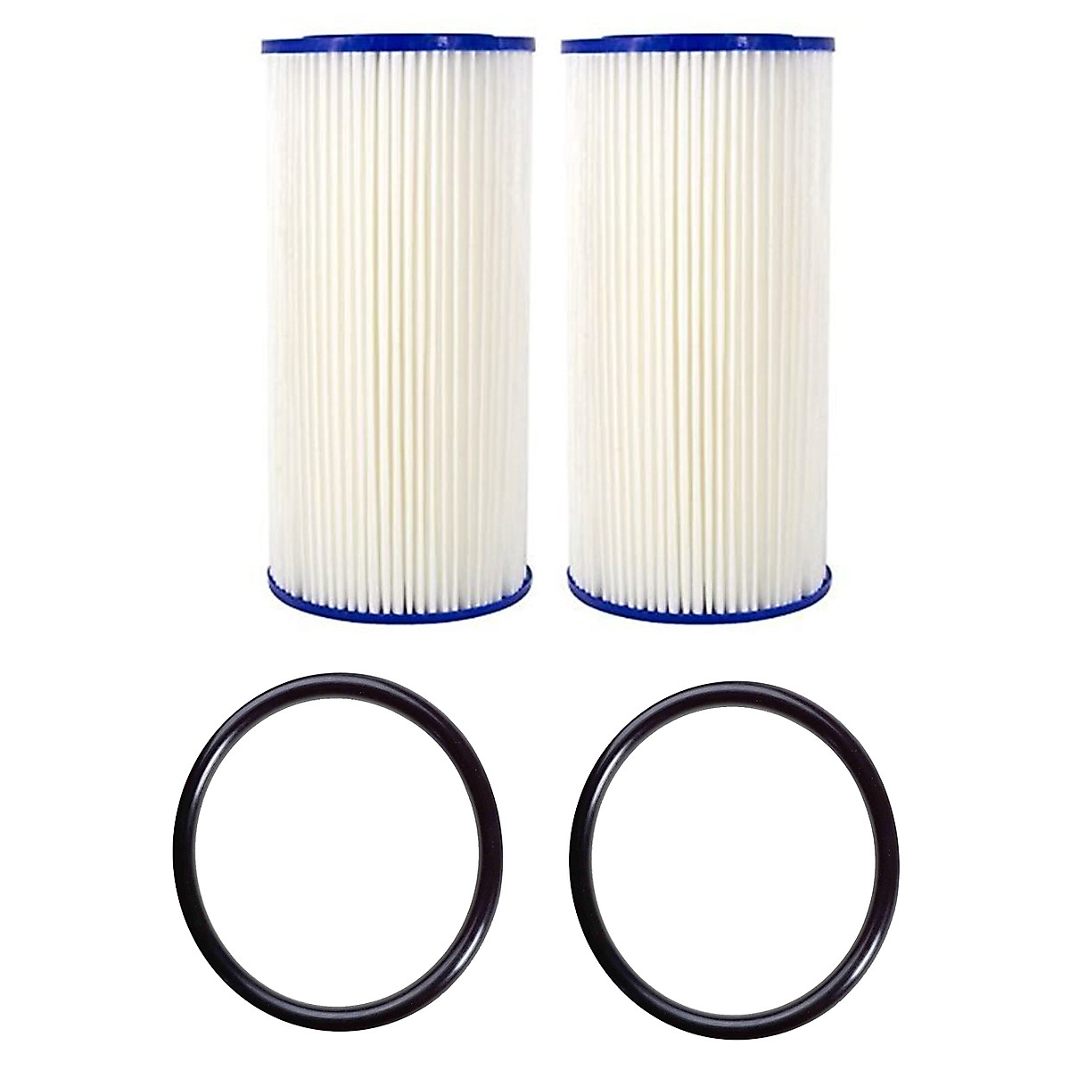 CFS - 2 Pack Pleated High Flow Water Filter Cartridges And 2 O-Rings Compatible with AO-WH-PREL-RP, HDX HDX4PF4 Models - Remove Bad Taste & Odor – Whole House Replacement Water Filter Cartridge