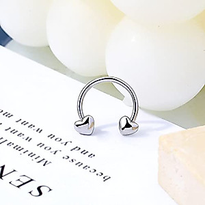 Jewseen 16G Septum Rings Heart Cartilage Earring Hoop 316L Stainless Steel Helix Earring Daith Earring Nose Ring Hoop Septum Piercing Jewelry for Women and Men