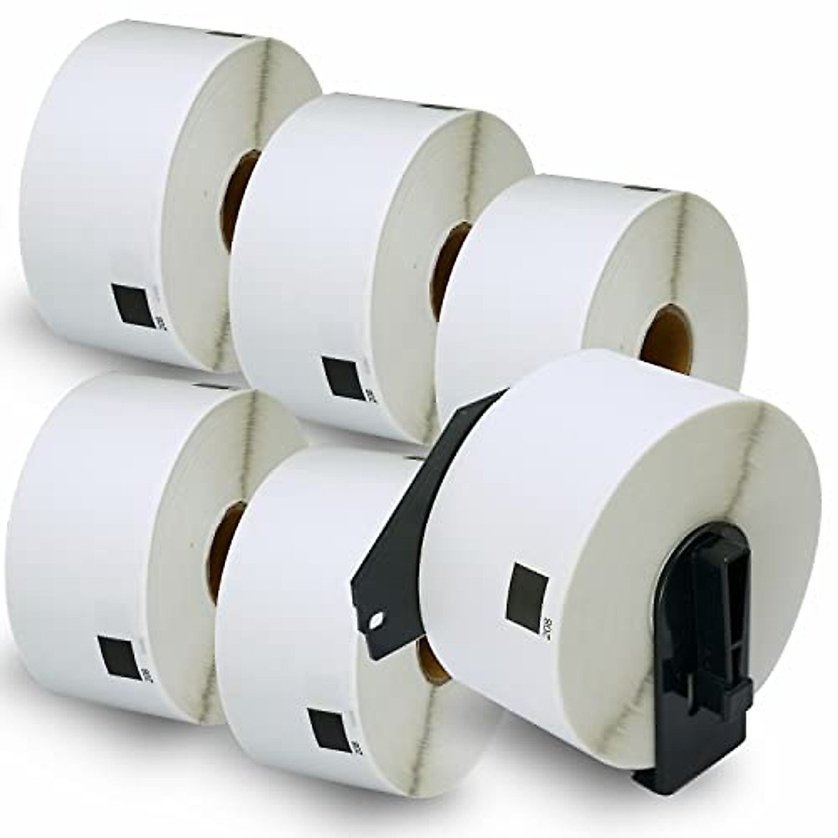 BETCKEY - Compatible Large Address Labels Replacement for Brother DK-1208 (1.4" x 3.5"), Use with Brother QL Label Printers [6 Rolls + 1 Reusable Cartridge]