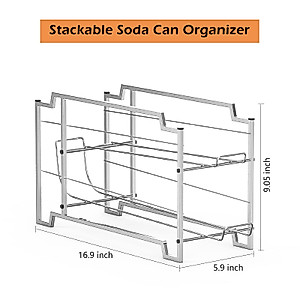 Soda Can Organizer for Refrigerator Stackable Beverage Can Dispenser Can Organizer for Pantry Can Holder Kitchen Cabinet Countertop 2 Pack