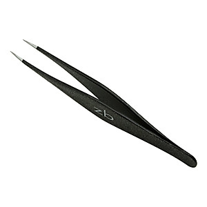 Ingrown Hair Tweezers by Zizzili Basics - Surgical Grade Stainless Steel Fine Pointed Tweezers - Precision Aligned Tips for Splinter, Eyebrow & Facial Hair Removal - with Bonus Tip Guard & Carry Pouch