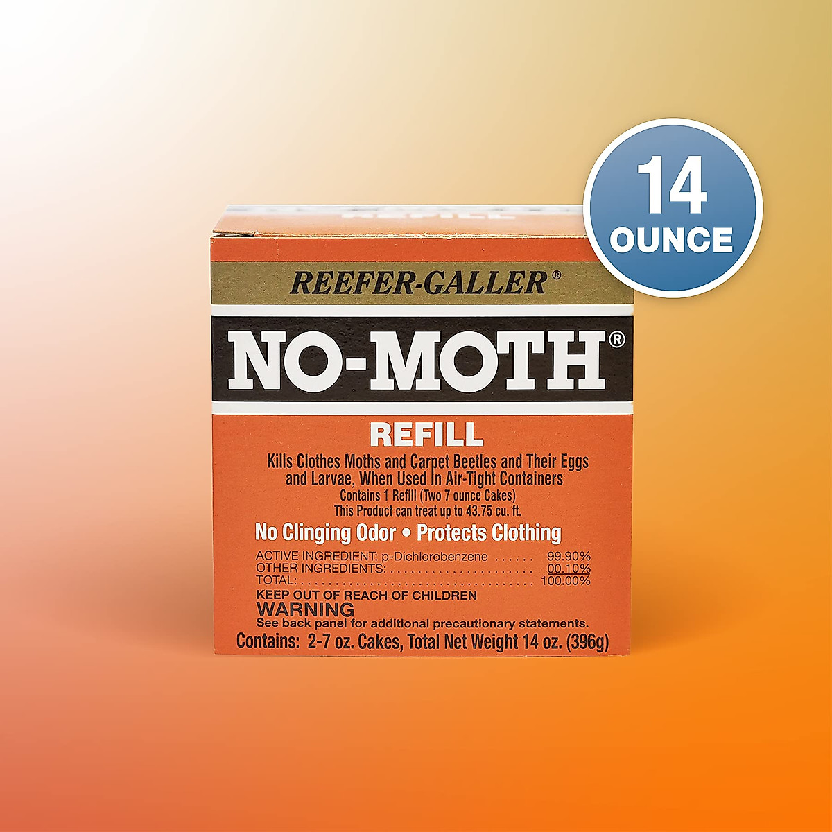 Reefer-Galler NO-Moth Closet Hanger Refills - Moth Cakes for Hanger Storage, Non-Odorous Moth Cakes for Closet, Kills Clothes Moths, Carpet Beetles, Eggs & Larvae (2 Moth Cakes, Pack of 3)