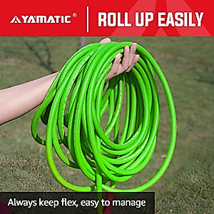 YAMATIC Super Flexible Pressure Washer Hose 50 FT 1/4", Kink Resistant Power Washer Hose Replacement for Flexzilla Uberflex Ryobi Genarac Troy Bilt Honda M22-14mm Rated 3200 PSI/Max 3700 PSI,Green