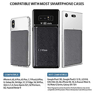 CHEAP SUNDAY CheapSunday ID Card Holder for Back of Phone Leather Phone Wallet Stick On with Stand Flip Waterproof Leather Adhesive Wallet for Most Cellphones (Black)