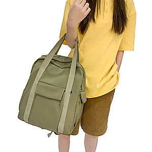 PRAGARI Laptop Backpack Tote Bag for Women Convertible Green School Travel Handbag Aesthetic College Students Casual Book Bag