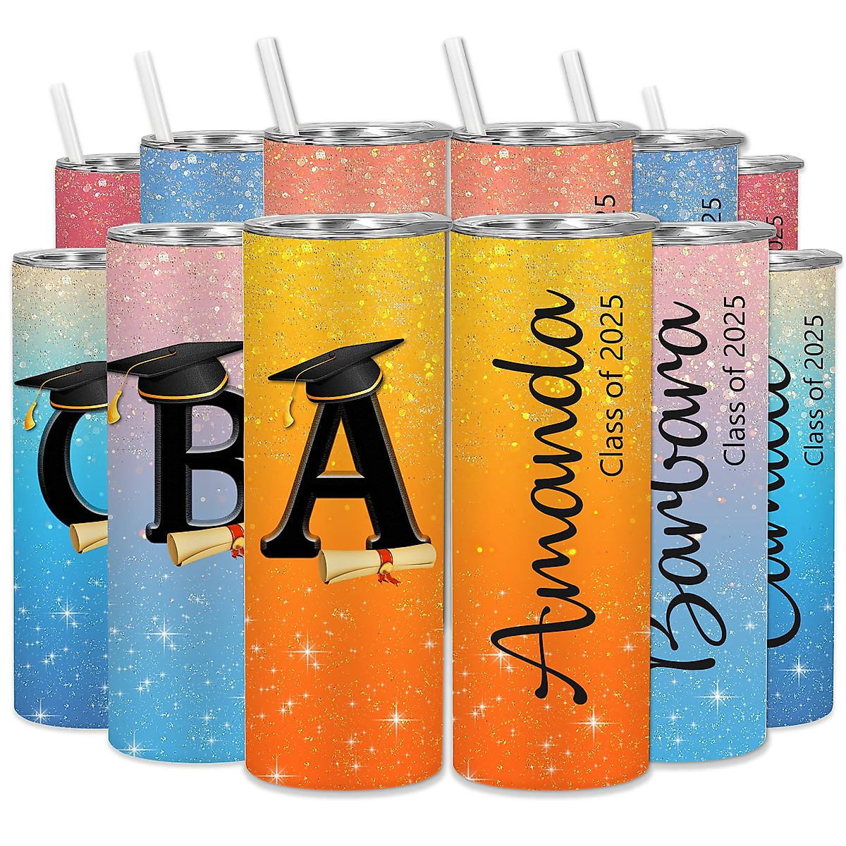 Personalized Graduation Gifts Tumbler 20oz with Name,Congratulations Graduates Gifts for Women,Custom Class of 2025 Cup, Master College High School Phd Presents for Her Women Girls Friends