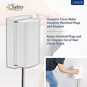 Safety Innovations Twin Door Baby Safety Outlet Cover Box for Babyproofing Outlets - More Interior Space for Extra Large Electrical Plugs and Adapters - Easy to Install - Easy to Use, (1-Pack)