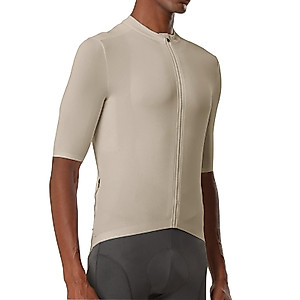 Cycling Jersey Men Aero Race Fit, Road Bike Jersey Short Sleeved,Moisture Wicking, Breathable,Zip Pocket,UPF50+ Beige
