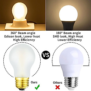 Frosted E26 Edison Bulb A15 Light Bulb 6W Equal 60 watt Light Bulb Dimmable AC120V Warm 2700K E26 Light Bulb for Pendant,Chandeliers,Vanity,Wall sconces Edison Light Bulbs 60 Watt 600lm 6Pack