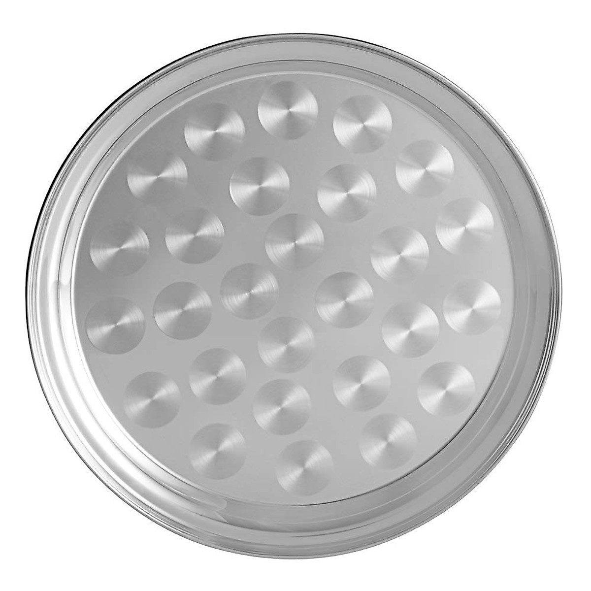 (1-PC-16) Stainless Steel Round Tray Swirl Pattern Serving Tray